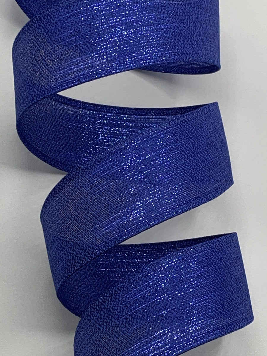 1.5" x 10 yds Metallic Blue Ribbon, Wired Christmas Ribbon – Perpetual ...