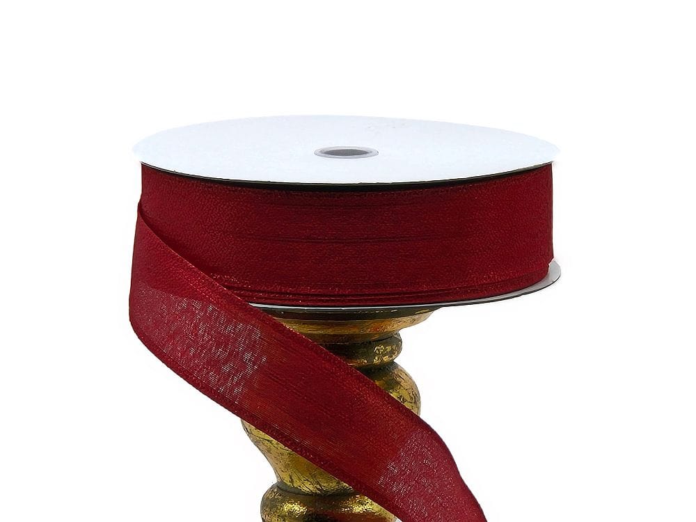 1.5" x 10yds Shimmery Metallic Scarlet Red Ribbon, Wired Christmas Rib ...