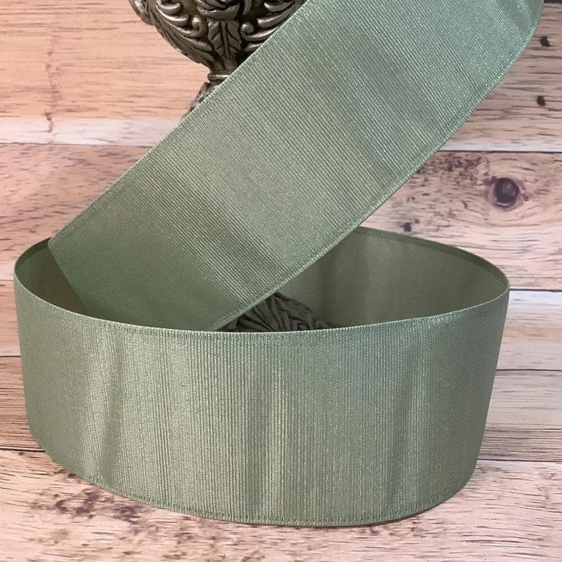 2.5" x 10 yds Shimmering Sage Ribbon, Wired Christmas Ribbon ...