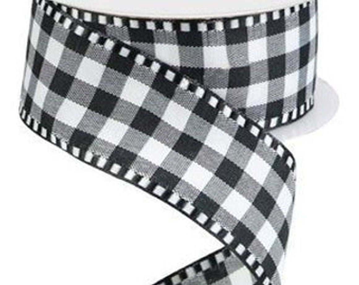1.5 inch Black & White Check with Black & White Edge Ribbon - 50 Yards ...